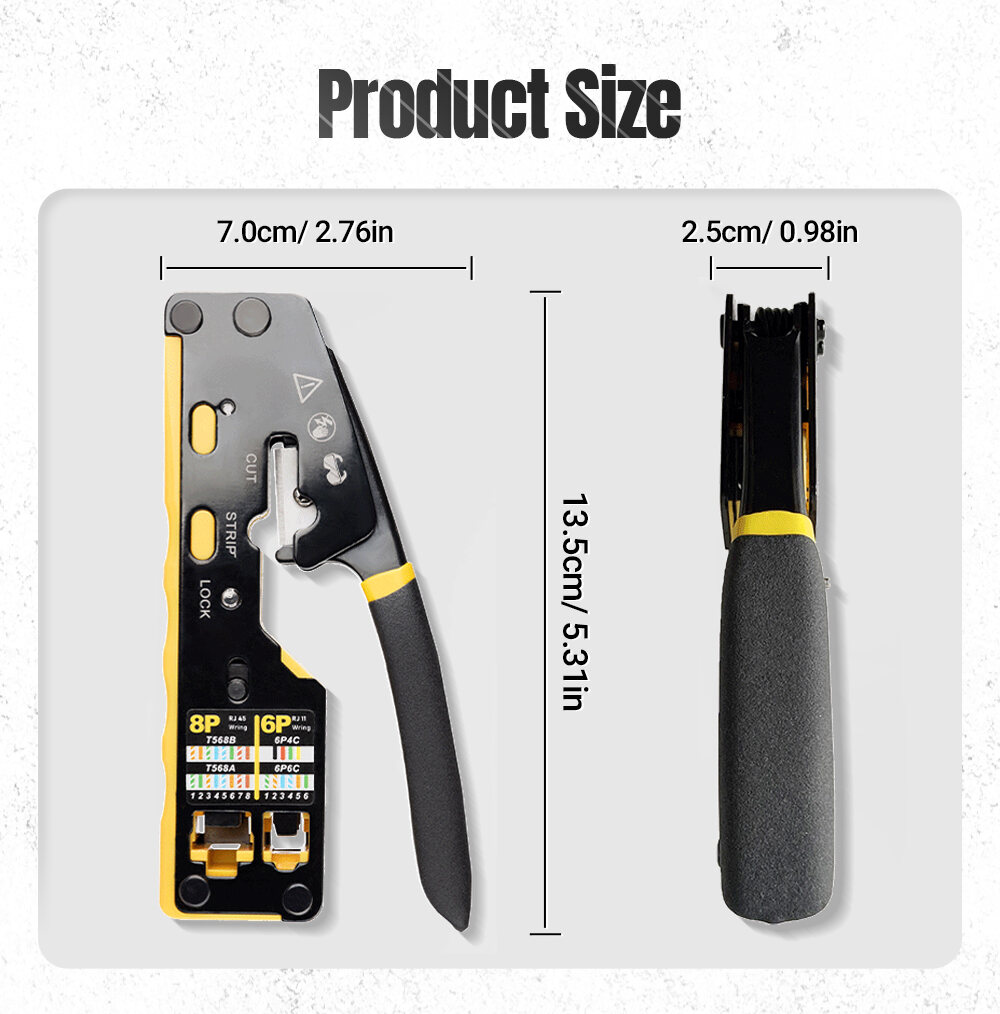 Cat6 Cat5 Cat5e 8P8C RJ45 Crimp Tool Pass Through Crimper Cutter ...