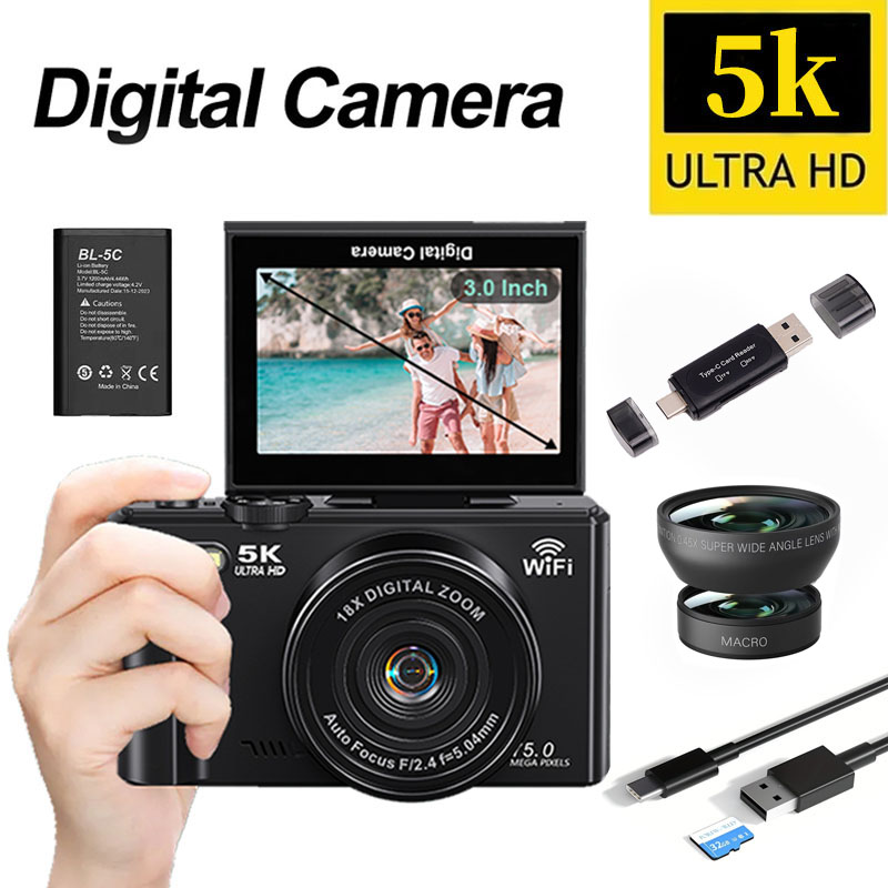 VETX1-9 camera 5K UHD and 75MP digital camera - WiFi recording camera ...
