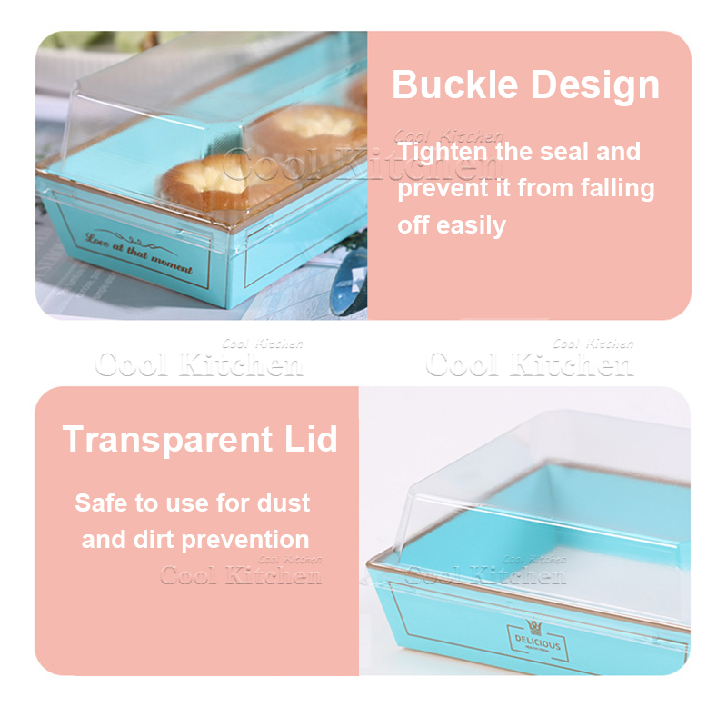 Square Cake Sandwich Box Square Kraft Box Transparent Pastry Box ...