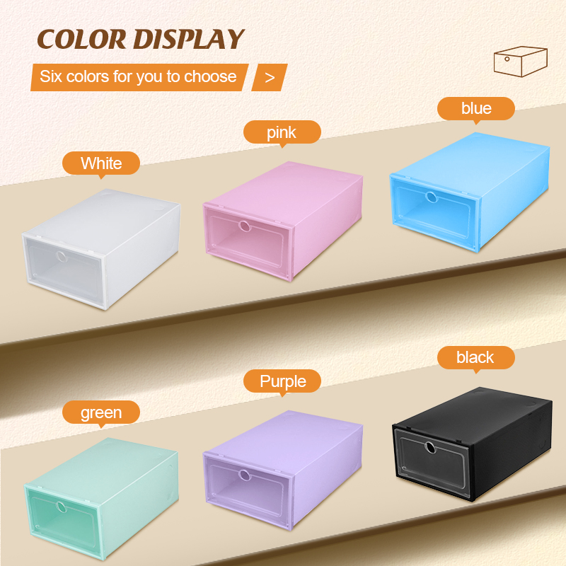 Colorful shoe box hard plastic stackable storage box bedroom shoe rack ...