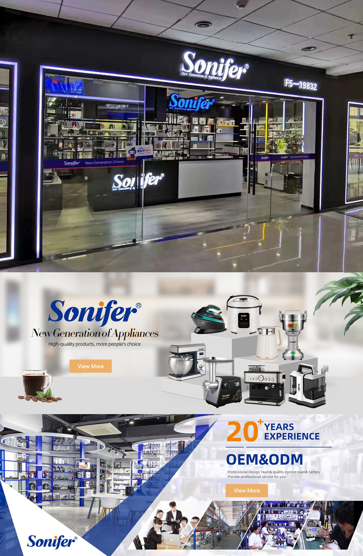 Sonifer Meat Grinder Food Chopper 2.5L 304 Stainless Steel Food Processor for Meat Vegetables ...