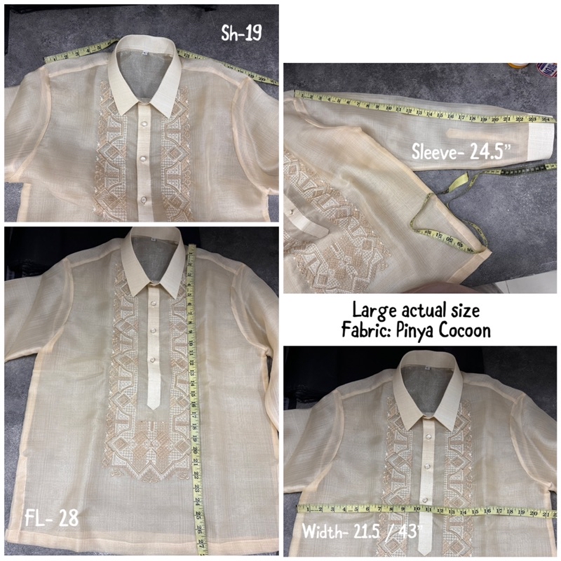 Long Sleeves Barong Pinya Cocoon Half Button (premium fabric) | Shopee ...