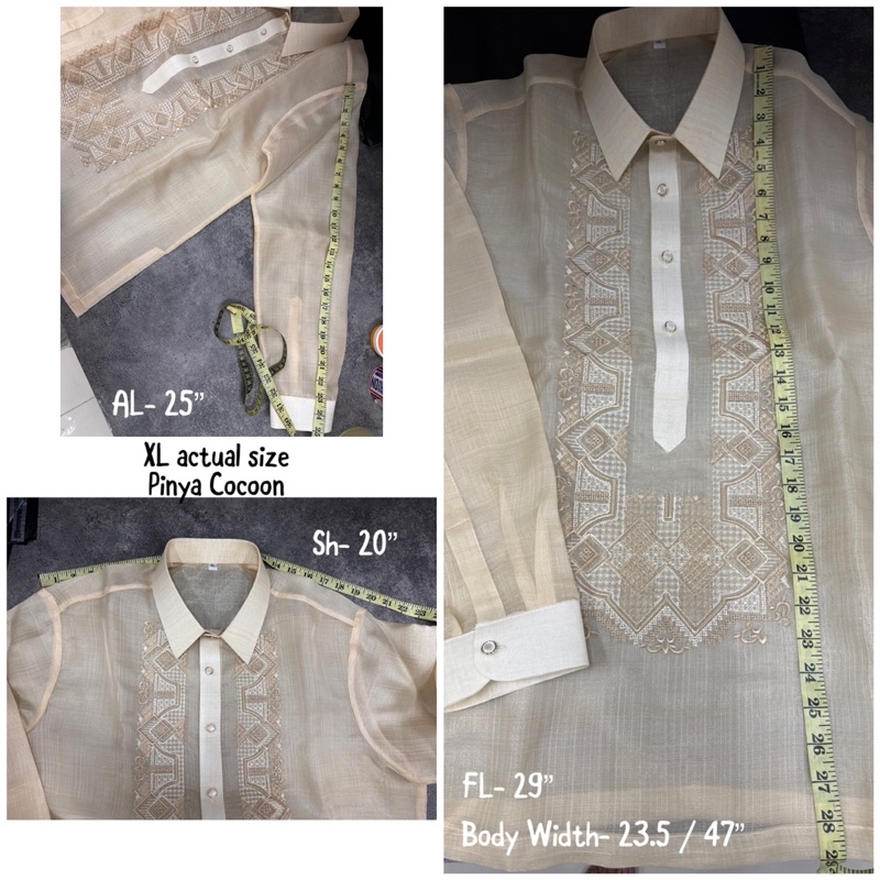 Long Sleeves Barong Pinya Cocoon Half Button (premium fabric) | Shopee ...
