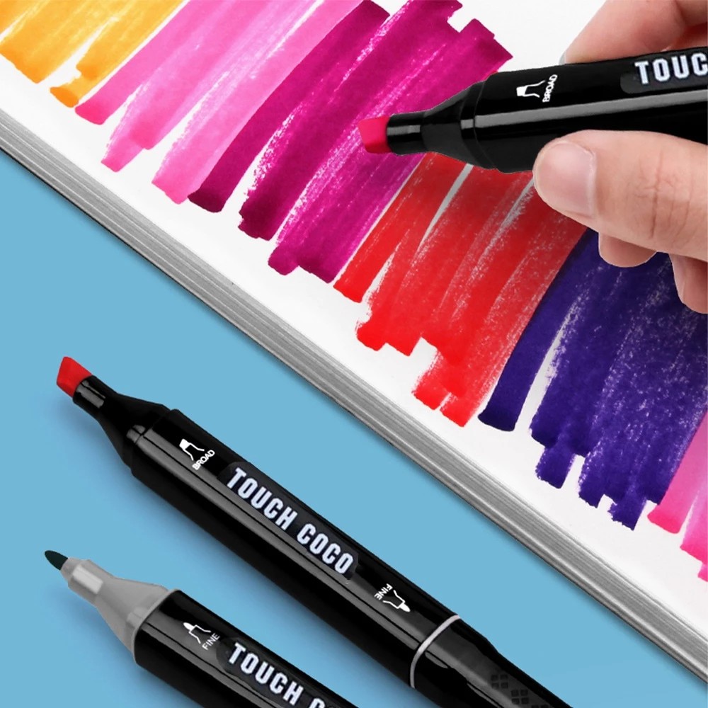 Dual Head Based Marker Pen Set Students Twin Tip Ink Pen Sketching ...