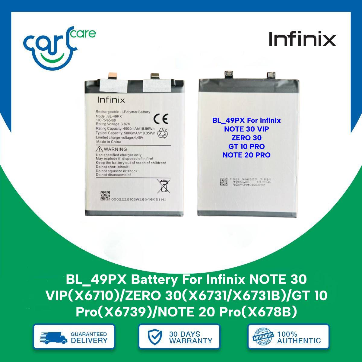 BL_49PX Battery For Infinix NOTE 30 VIP(X6710)/ZERO 30(X6731/X6731B)/GT ...