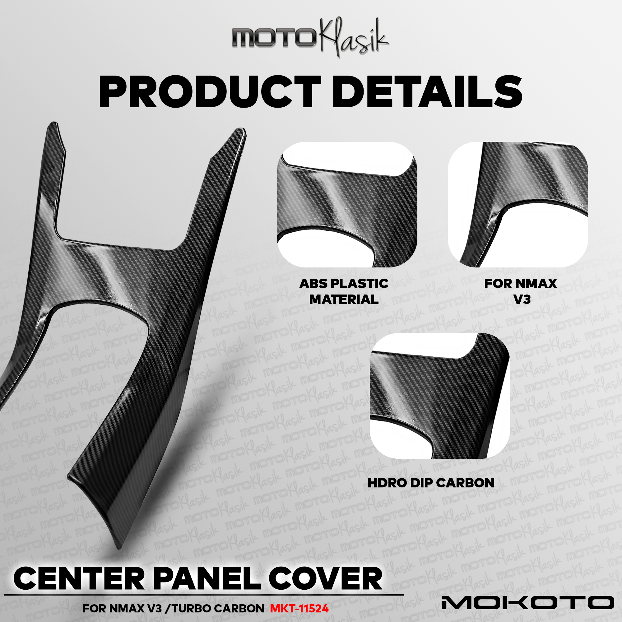 MOKOTO YAMAHA NMAX V3 STANDARD / TURBO TECHMAX CENTER PANEL TRIM ...