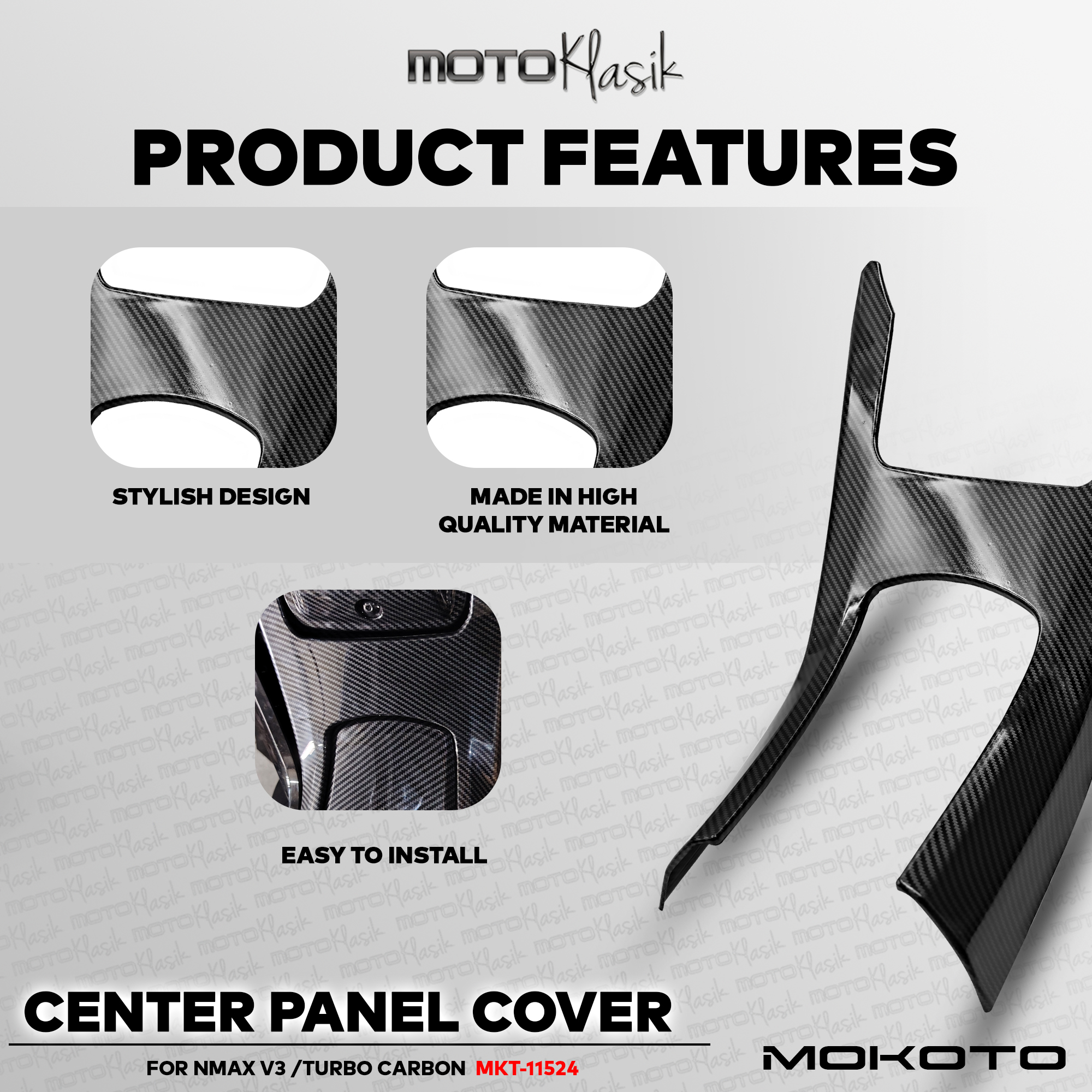 MOKOTO YAMAHA NMAX V3 STANDARD / TURBO TECHMAX CENTER PANEL TRIM ...