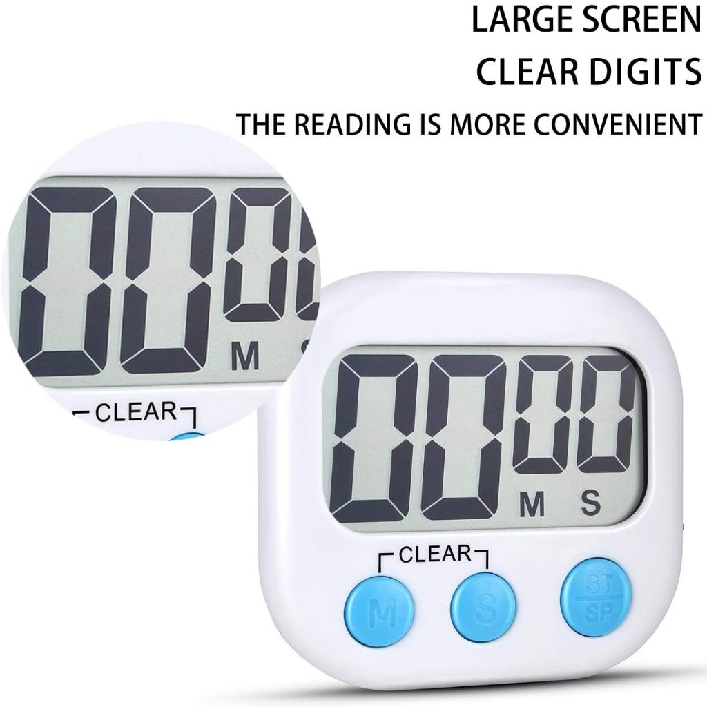 Multi-Function Lcd Digital Kitchen Timer Big Digits Loud Alarm Magnetic ...