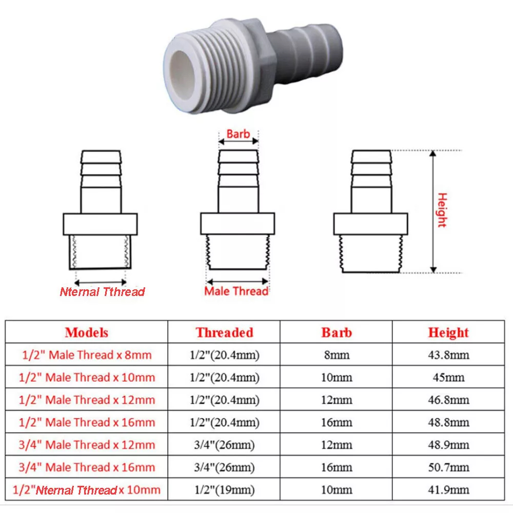PVC Hose Quick Connector Hose Adapter Connector 20/25mm to 8/10/12/16mm ...