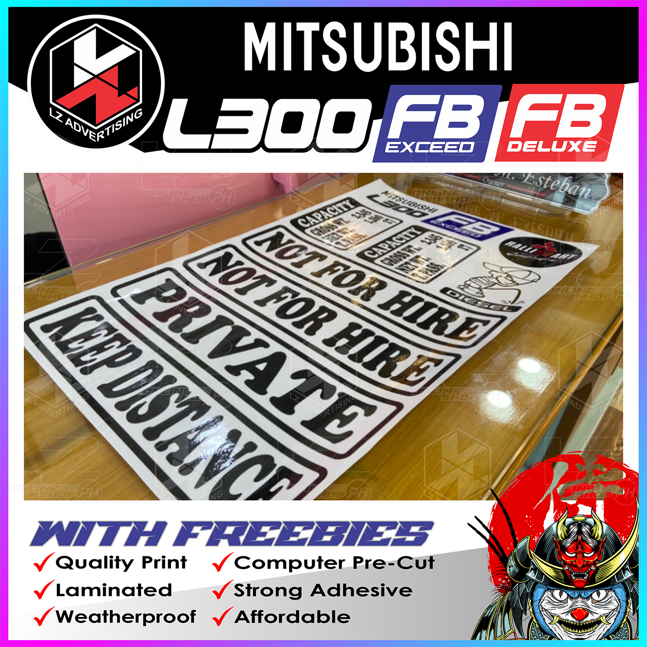 Mitsubishi L300 FB Deluxe, FB Exceed Stickers Set, Capacity, Not for ...