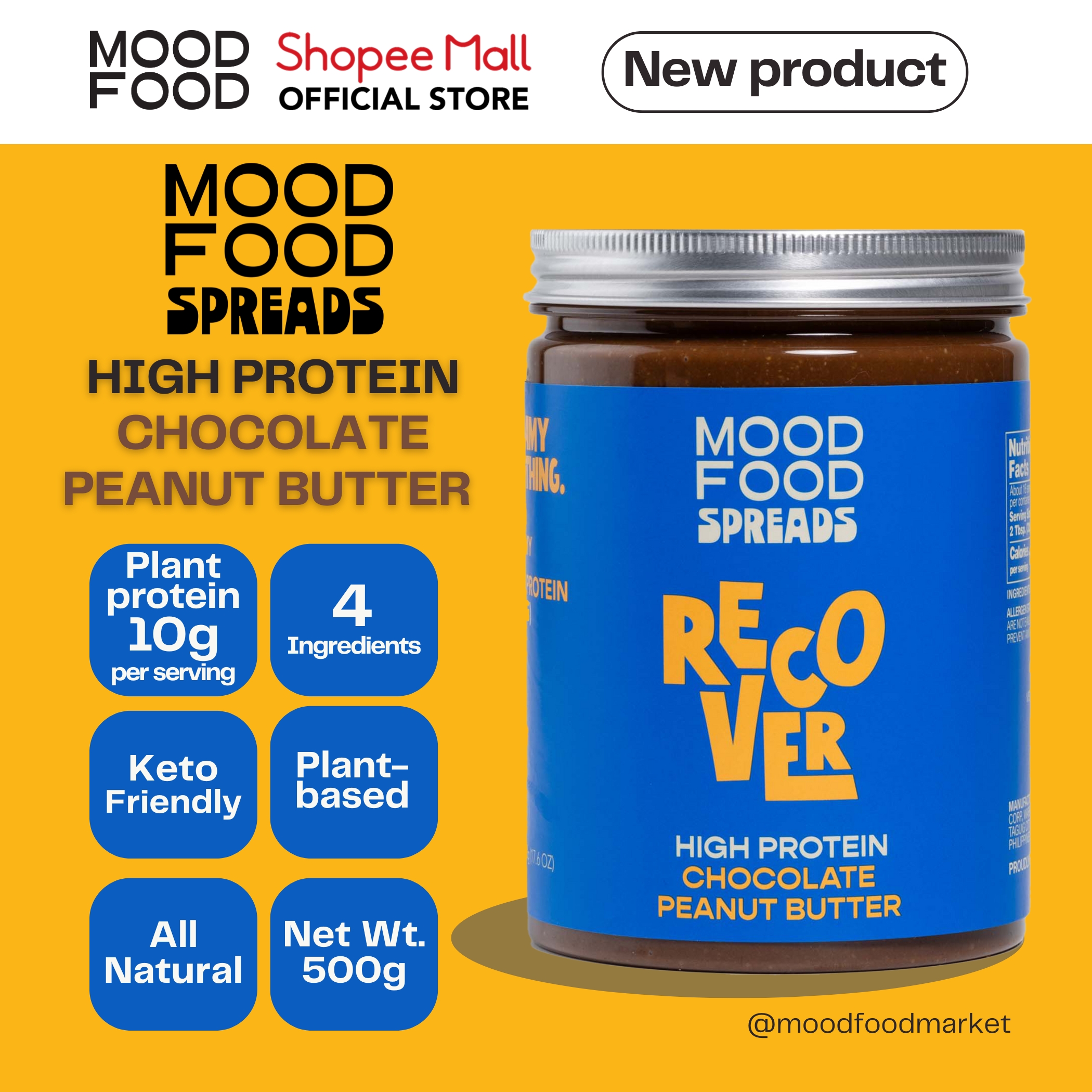 MOOD FOOD SPREADS RECOVER High Protein CHOCOLATE PEANUT BUTTER | Shopee ...