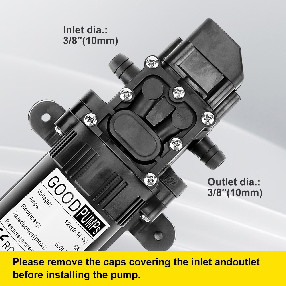 70W Dc 12V Electric Diaphragm Pump Automatic Switch 6L/Min High ...