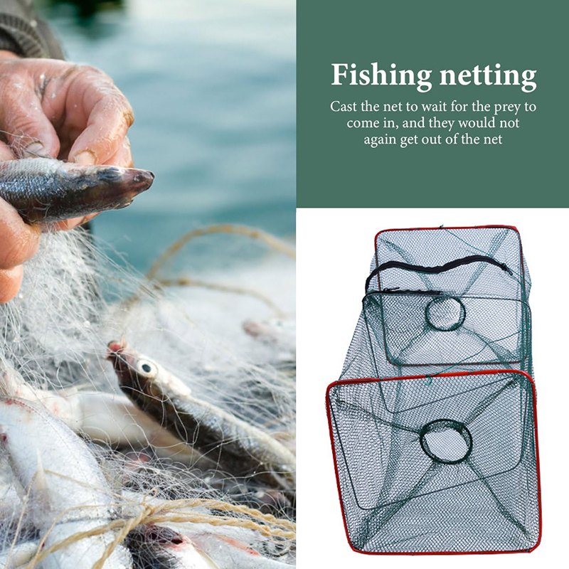 Foldable Fishing Net Fish Shrimp Traps Nylon Steel Wire Fishing Trap ...