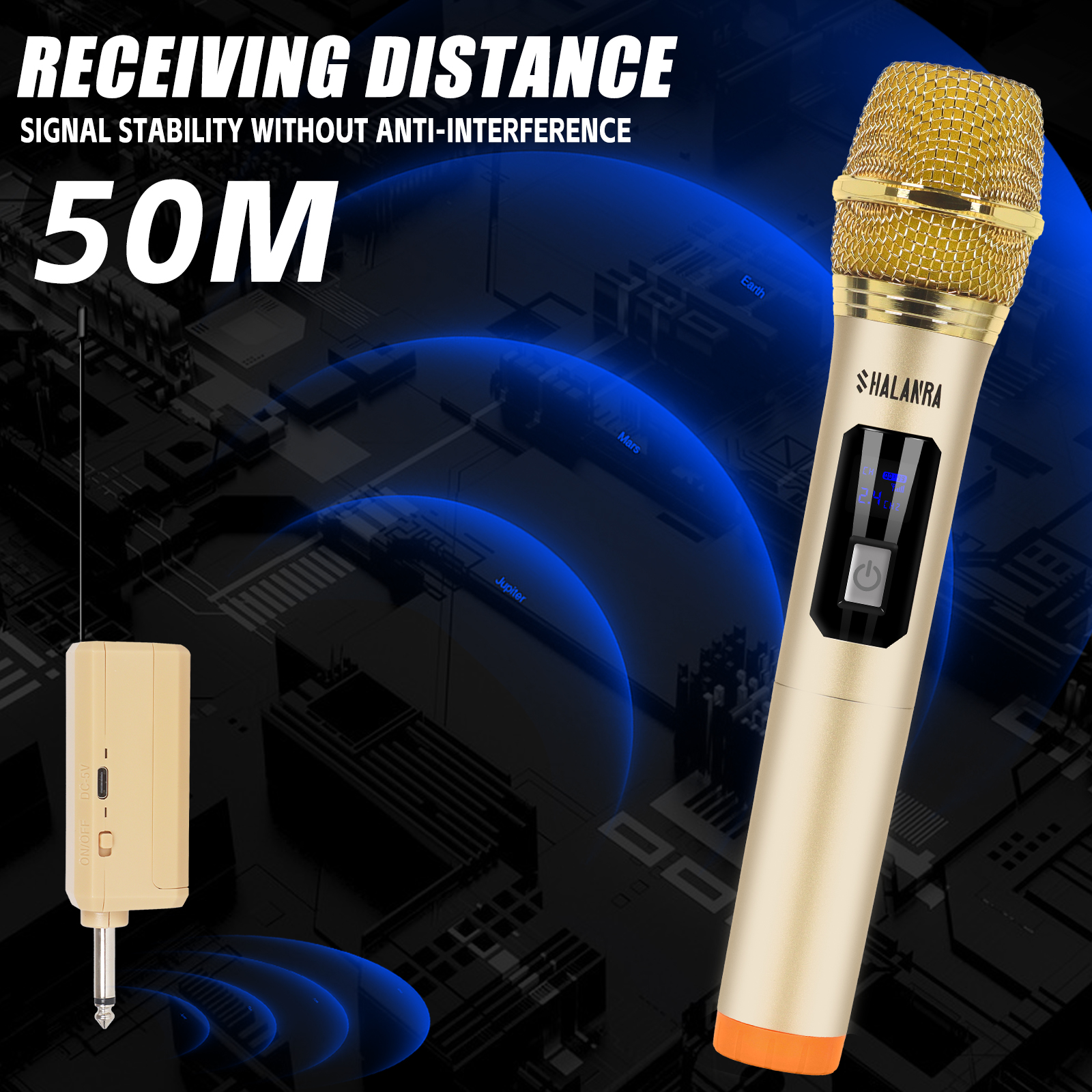 SHALANRA G804 Professional UHF Wireless Microphone Rechargeable Mic Set ...