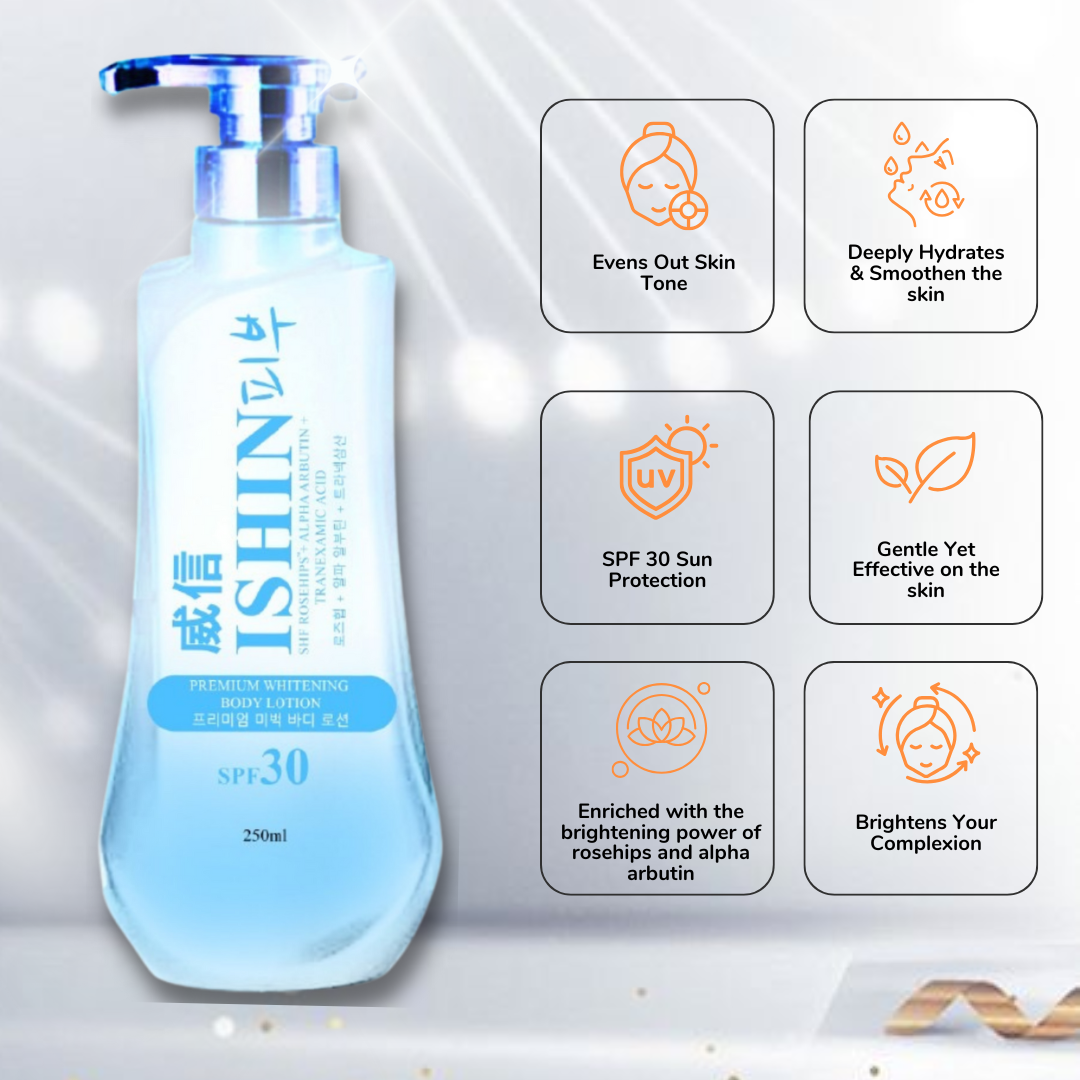ISHIN PREMIUM WHITENING LOTION SUNBLOCK & SUNSCREEN 250ml | Shopee ...