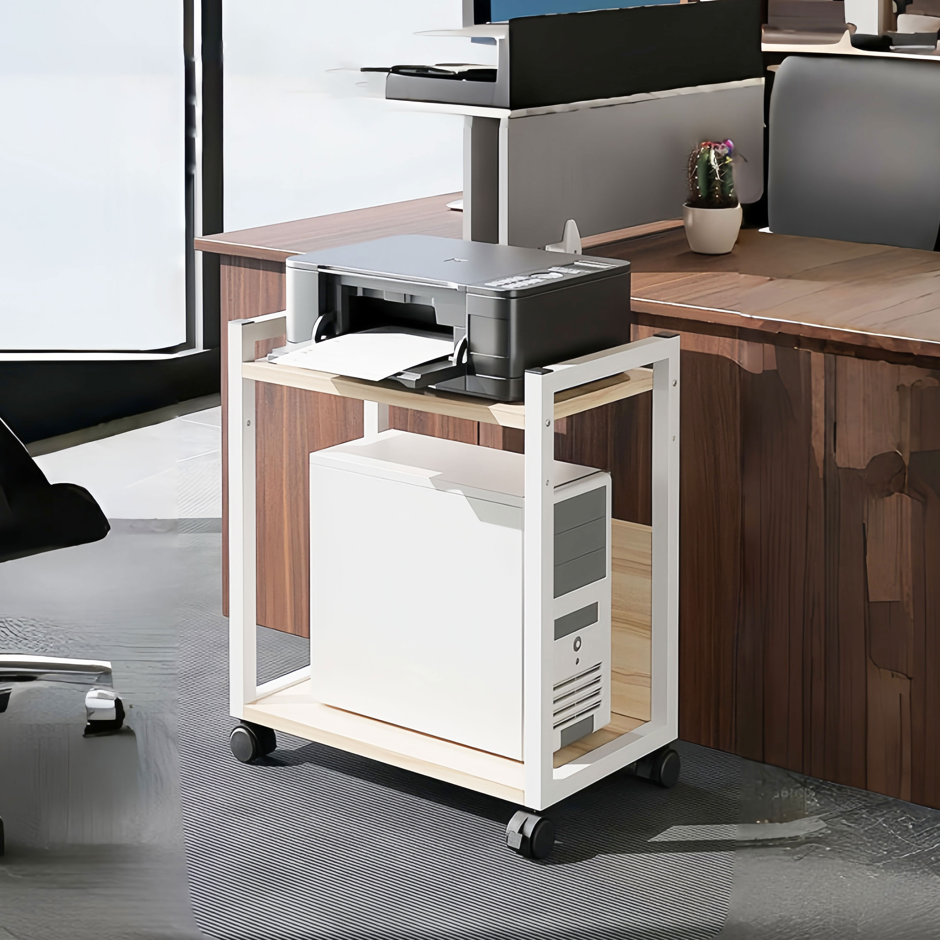 DOLPHIN BAY Mobile printer rack with wheels, office stand, bookshelf ...