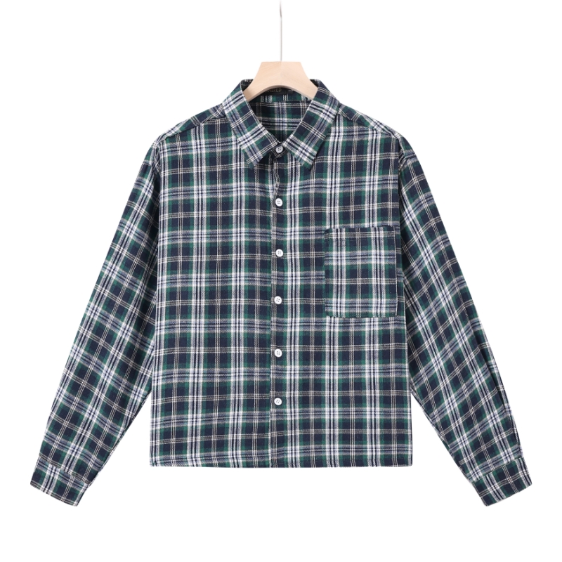 Mannered by HUILISHI LONG SLEEVE Boxy Cropped Polo for Men Plaid ...