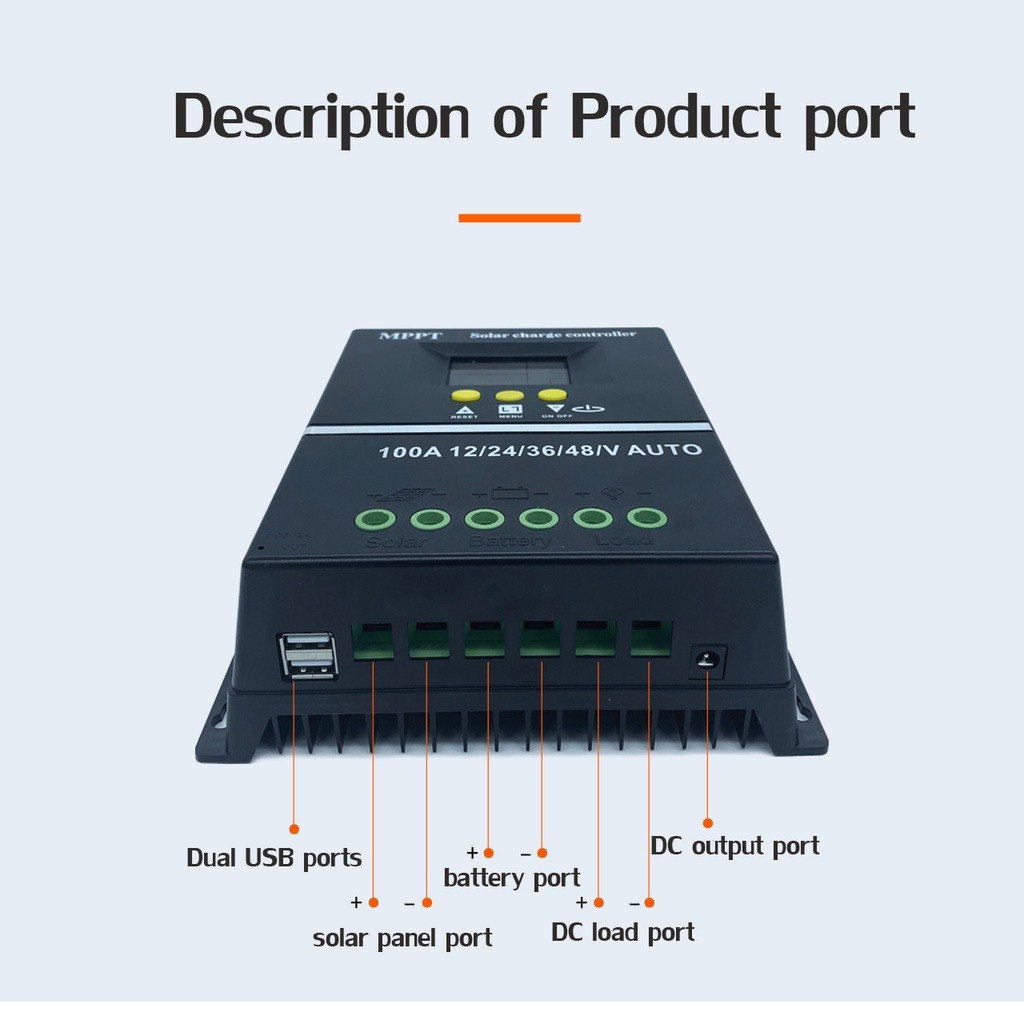 LAIRTPOW MPPT Solar Controller 30A/ 60A/80A/100A 12V 24V 36V 48V AUTO Battery Charger With LCD ...