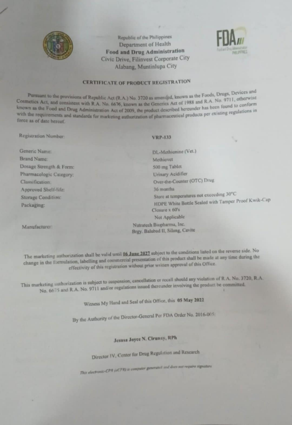 Methiovet 500mg Urinary Acidifier 60 tablet | Shopee Philippines