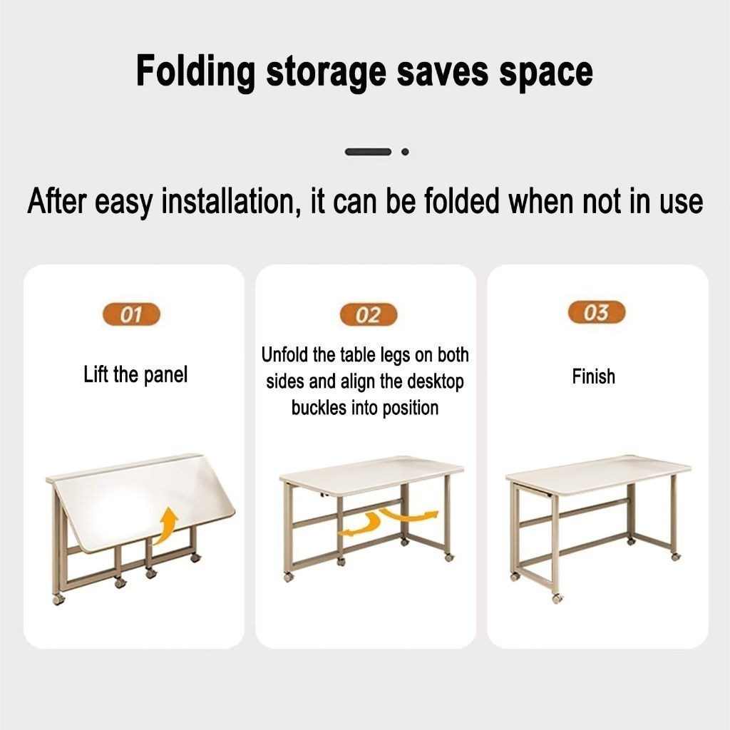 Removable Study Table Folding Computer Table 2-layer With Wheels ...