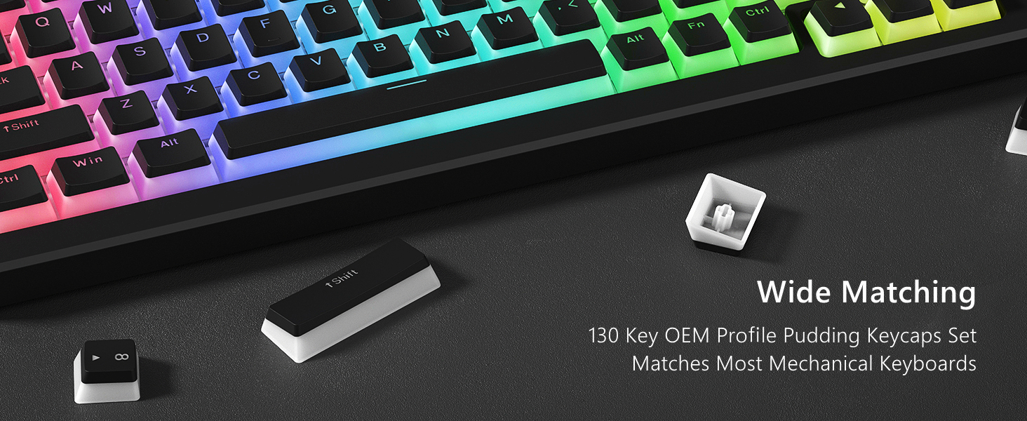 FEKER Pudding Keycaps 130 Keys OEM PBT Backlit Keycap for 61/62/84/87 ...