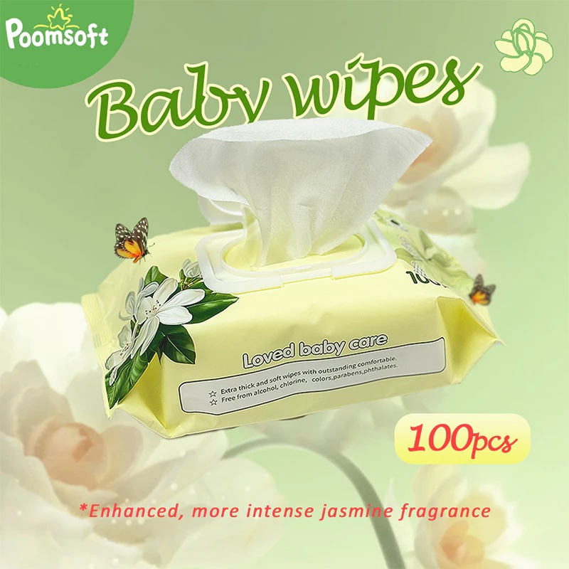 Poomsoft 10 Packs x 100 Sheet Jasmine Scented No-Alcohol Gentle Baby ...
