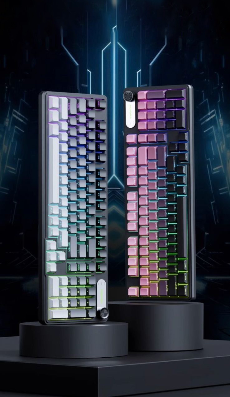 Zeus V102 RGB Mechanical Feel Keyboard 16M RGB Colors Silent Typing Volume Knob LED Logo ...