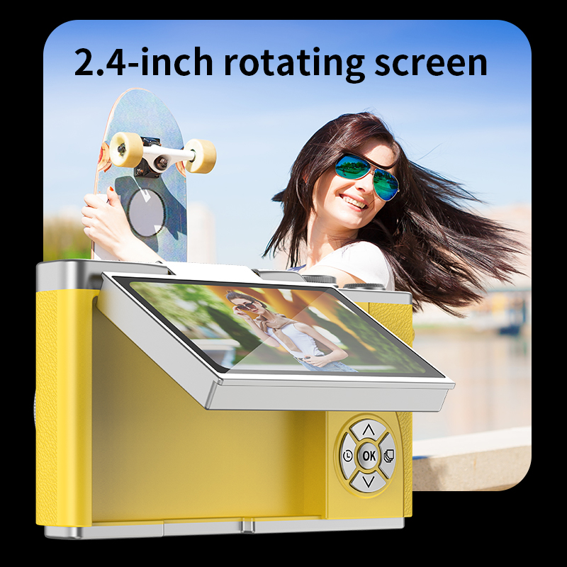 Digital Camera 4K HD Portable Selfie With Flash Flip Screen 180° Mini ...