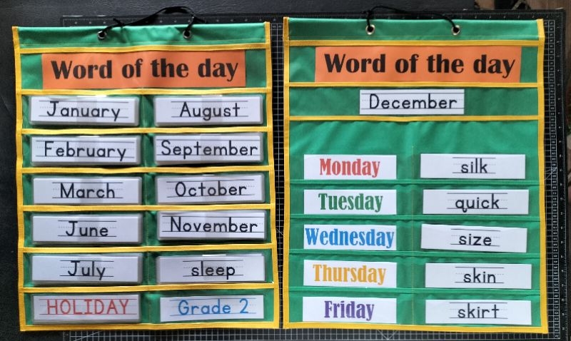 A word a day chart. Grade 2. 2 medium charts sizes 21 inches by 18 ...