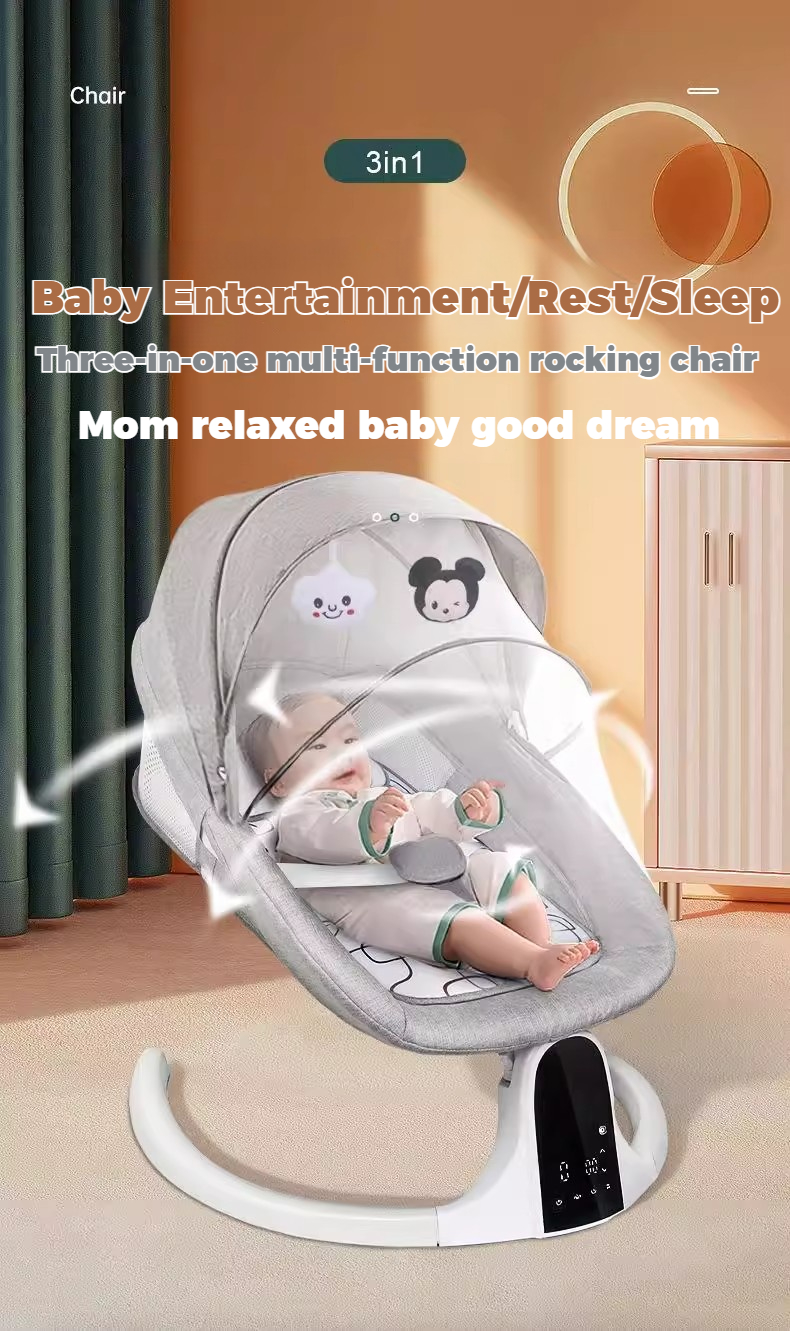 Baby Electric Rocking Chair 5-Speed Bluetooth Music Adjustable Recline ...