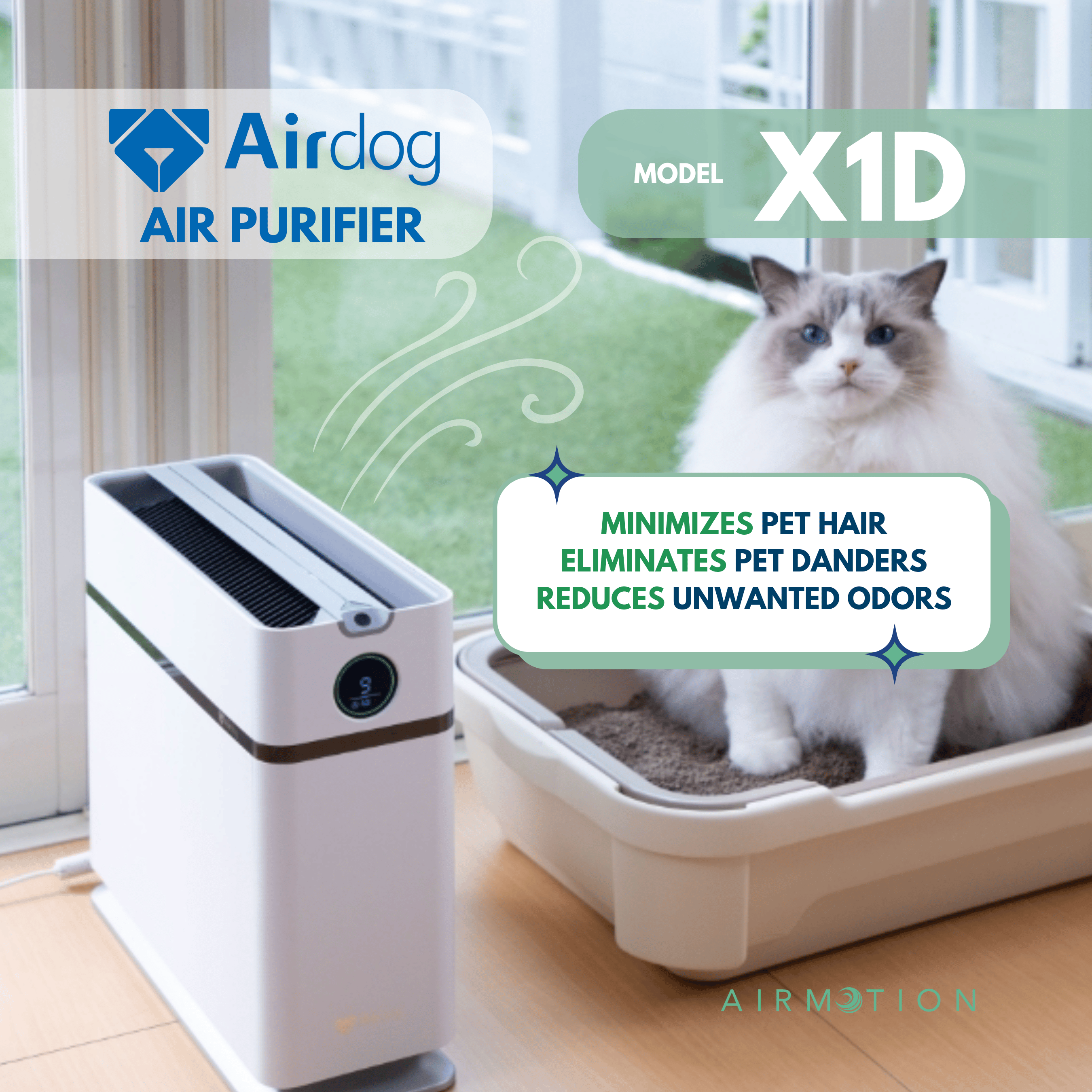 Airdog X1D Air Purifier with Reusable Filters - 15sqm (For Pets, Bedside Table and Toilet Area ...