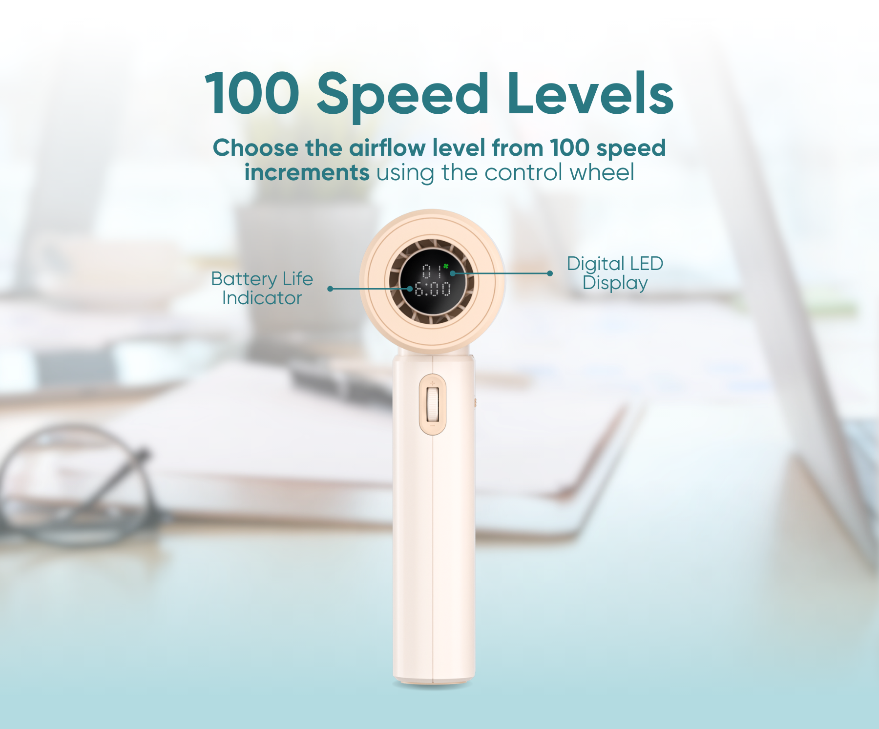 TechLife Handheld Fan Turbo l 100 Speed Levels l Up to 6 Hours Battery ...