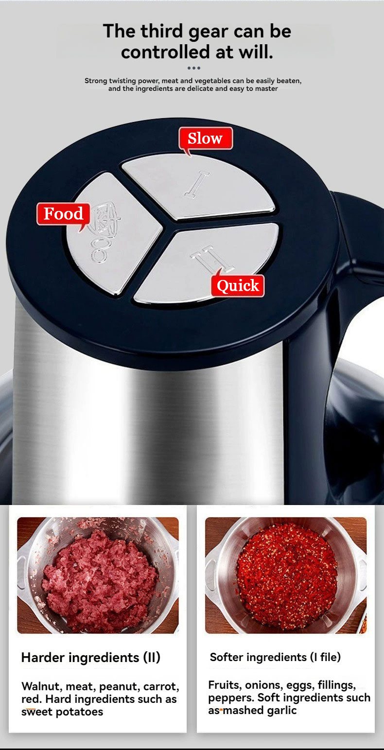 5L Meat Grinder 3 Speed Food Processor Electric 5 Blades Heavy Duty Multi-Function Grinder ...