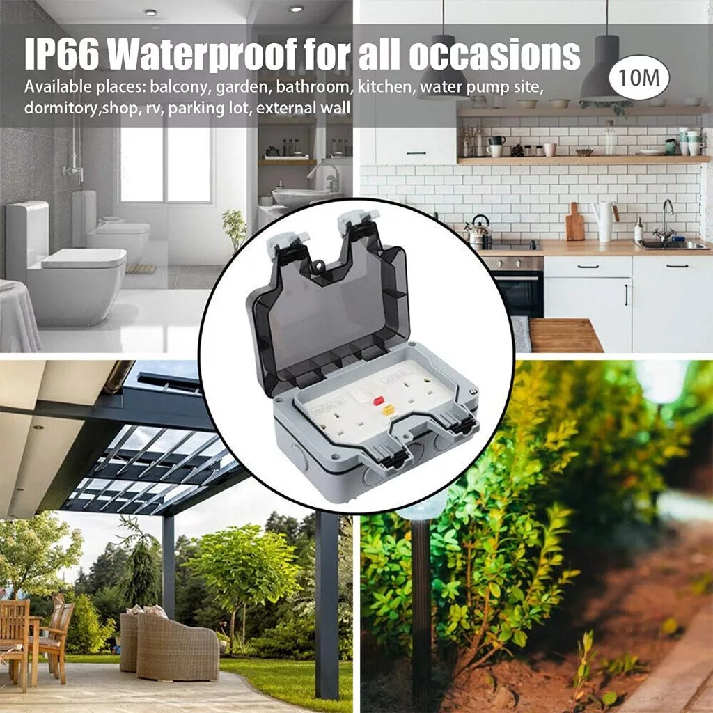 IP66 Waterproof Outdoor Wall Socket Outdoor Socket Waterproof Rainproof ...