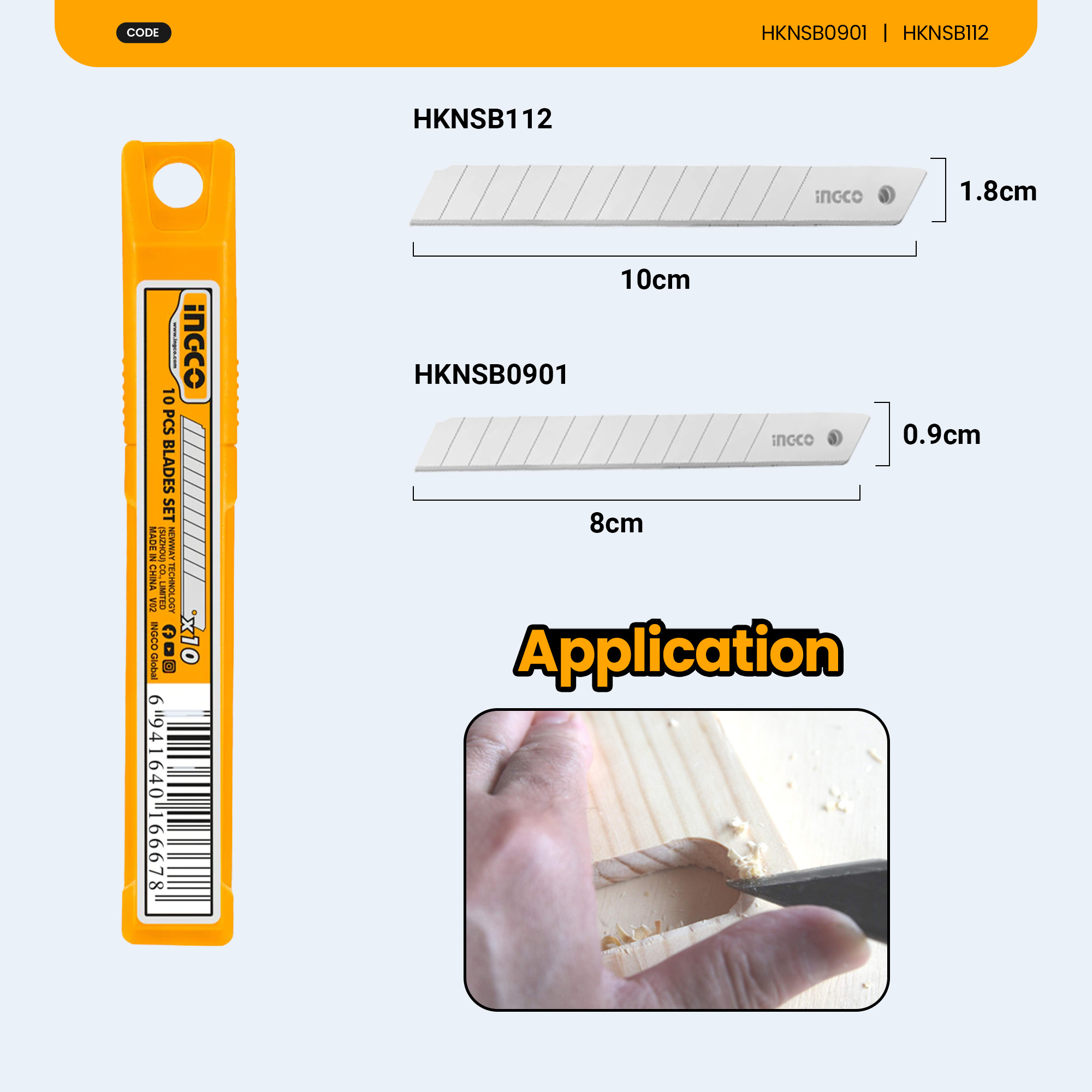 Ingco 10pcs Snap-Off Cutter Blades Set Refill 18mm/9mm Utility ...