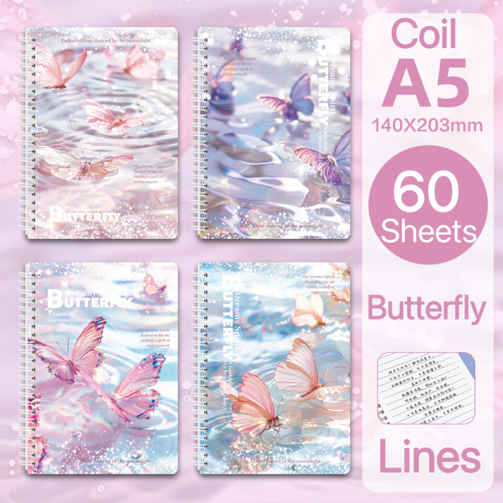 A5 Coil Book Notebook Oil Painting Butterfly Thickened Pages Taking ...