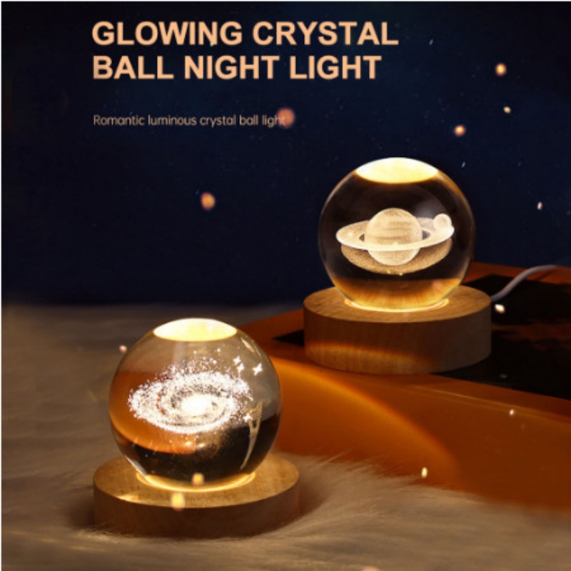 3D Crystal Ball Night Lamp Moon USB Light Table Crystal lamp LED ...