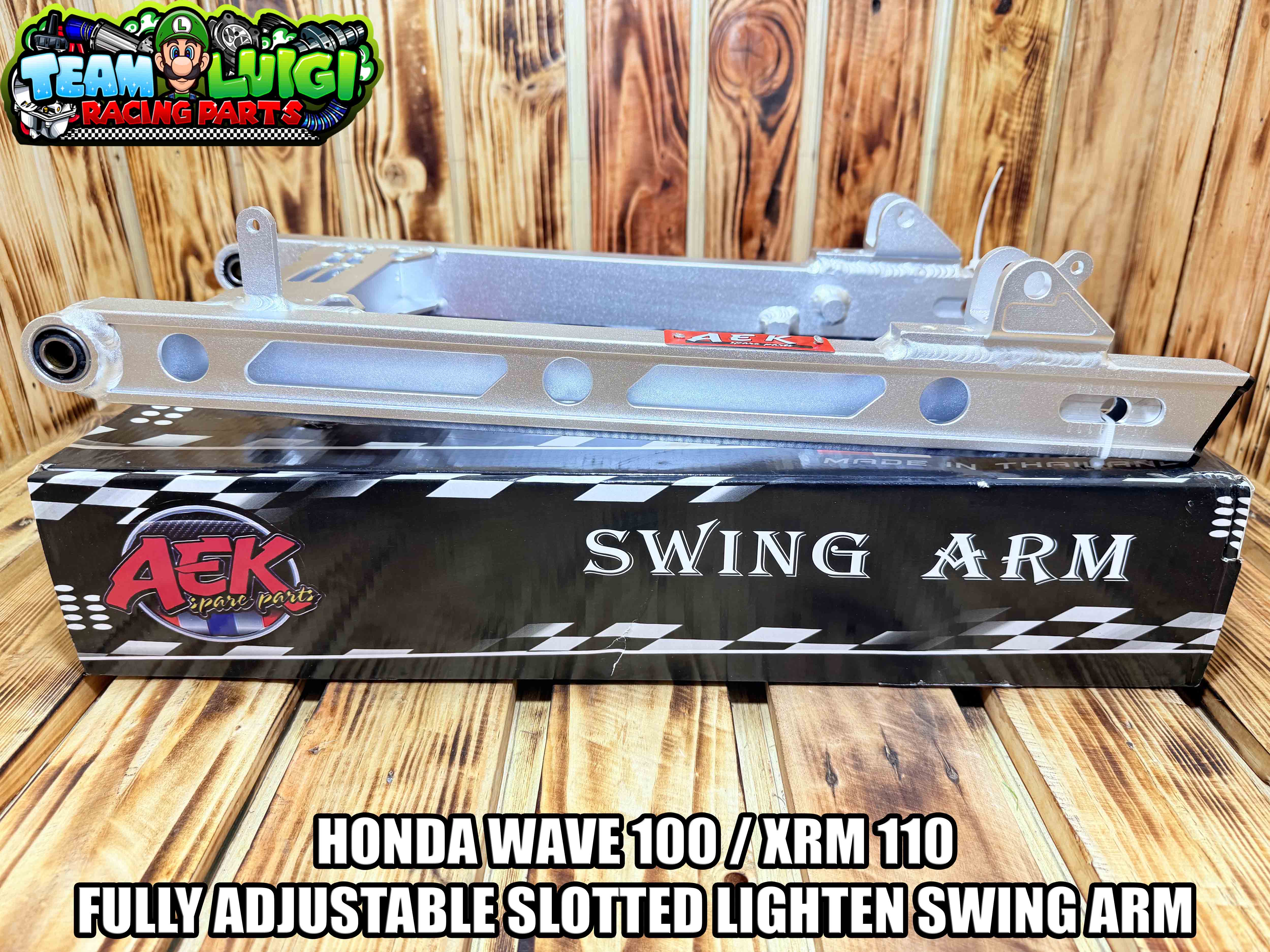 AEK HONDA WAVE 100 / XRM 110 FULLY ADJUSTABLE SLOTTED LIGHTEN SWING ARM ...