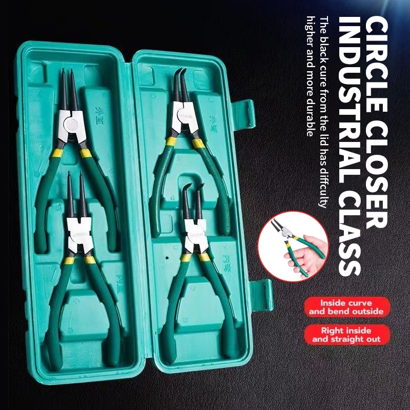 4PCS 4-in-1 Multi-Function Circlip Pliers Set in 7-Inch for Retaining ...