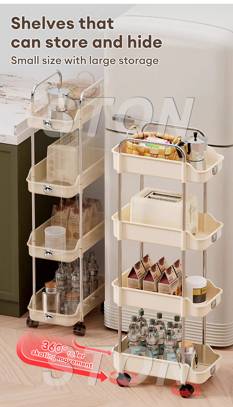 2/3/4 Layer Trolley Cart Baby Essentials Trolley Cart Organizer With ...