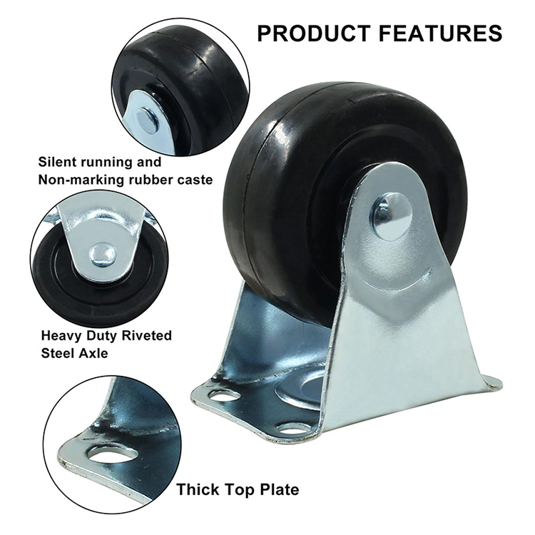 (Fast&COD )Black Rubber Caster Wheels (with lock/without lock ...