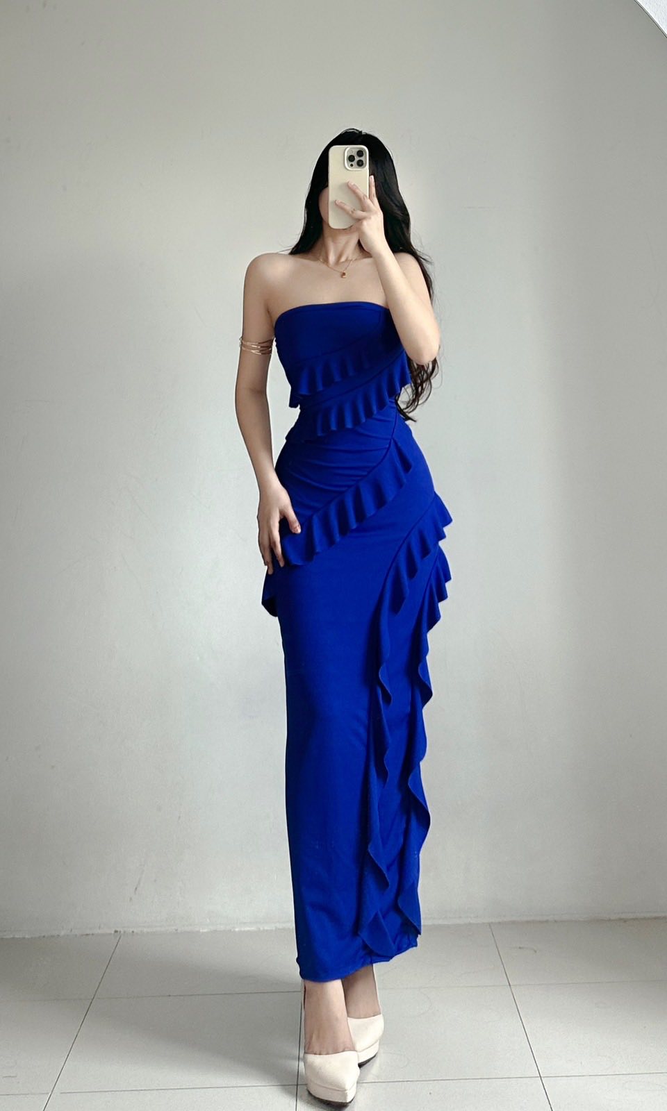 LF FYANG TUBE MAXI RUFFLE DRESS/CLASSY FASHIONABLE SEXY LONG DRESS/FITS ...
