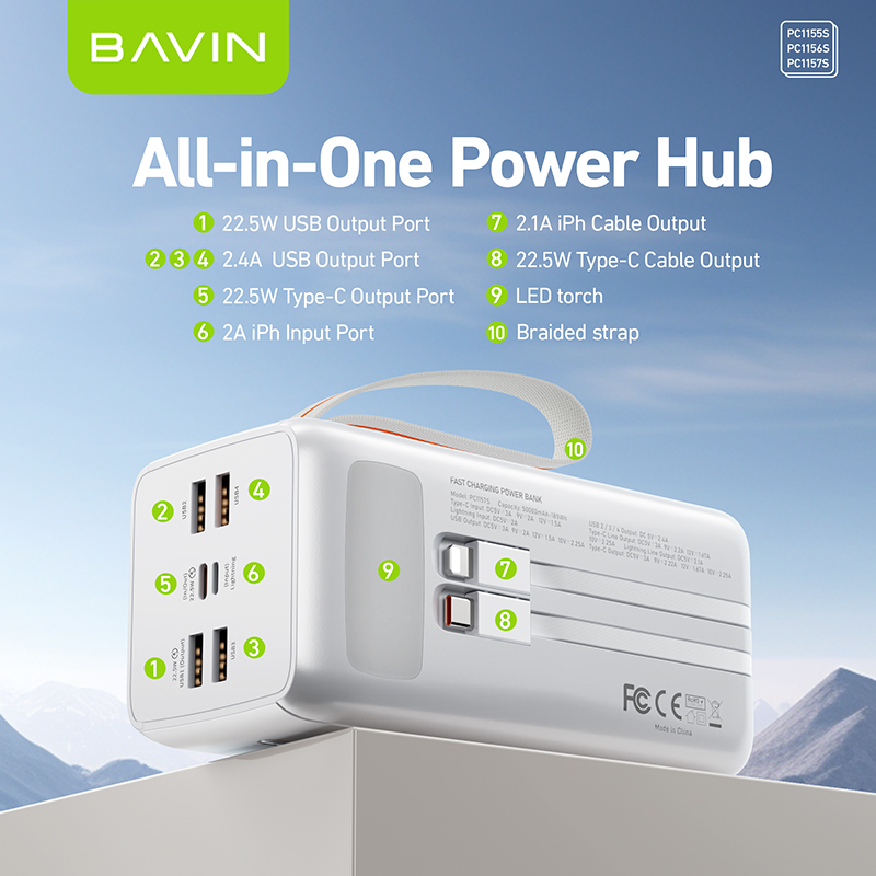 BAVIN PC1157 50000mAh 40000mAh 30000mAh 22.5W Fast Charging Power Bank ...