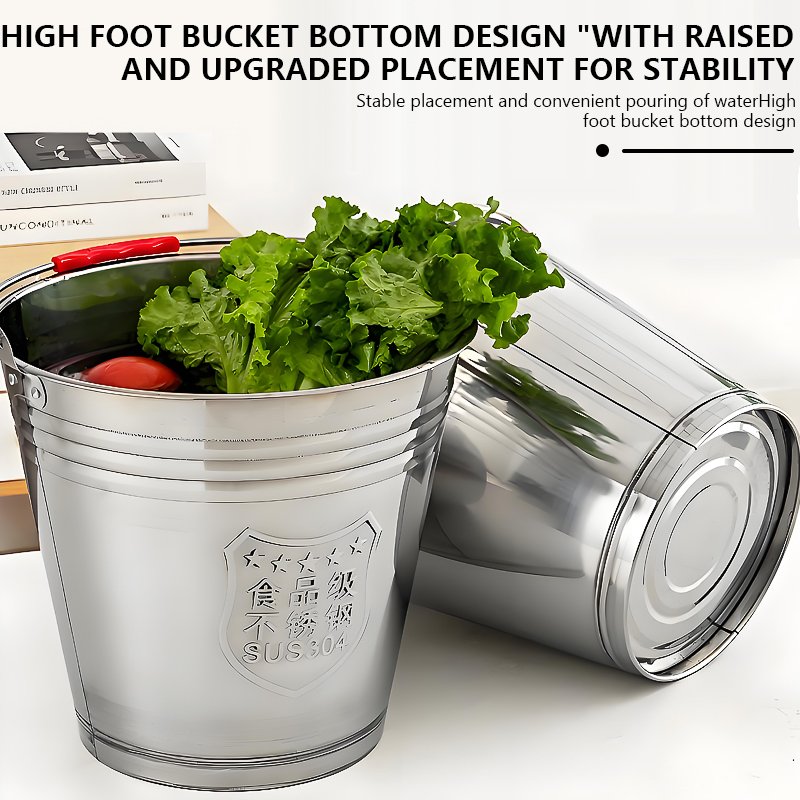 304 Stainless steel bucket portable ice bucket with lid oil bucket iron ...