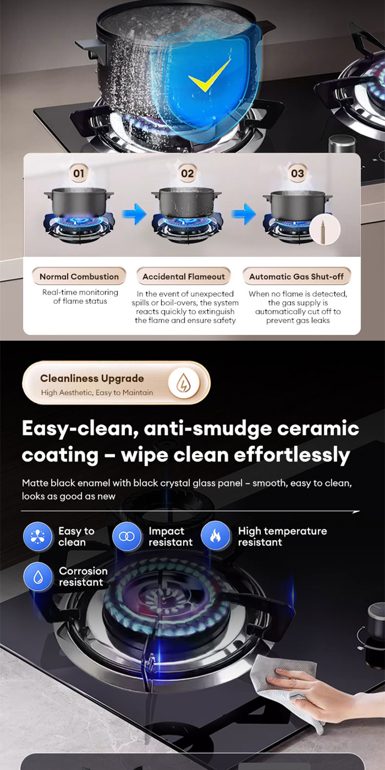 TIXX gas stove tempered glass surface Gas Stove Two Burner portable ...