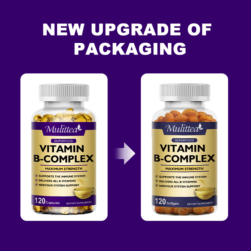 MULITTEA Vitamin B Complex-120 Capsules-Complex With B12,B2,B3,Immune ...
