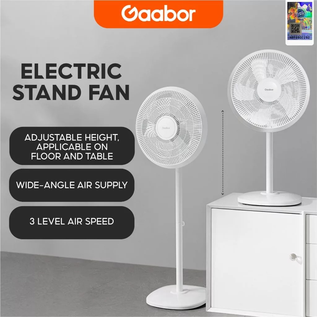 Gaabor Stand Fan 3 Speed Settings 5 Blades Fixed Height Standard ...