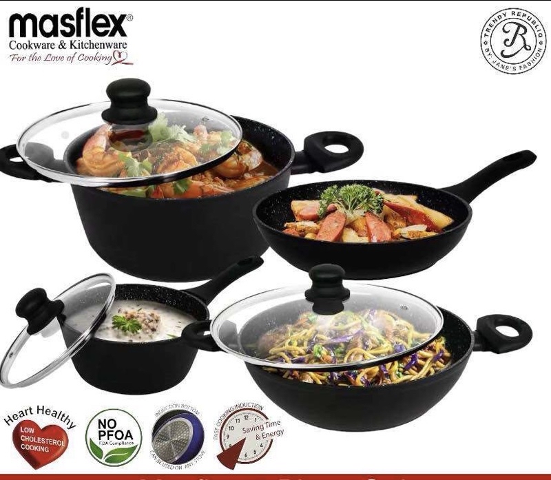 Masflex Original Bundle of 4 Galaxy Forged Induction Non Stick Cookware ...