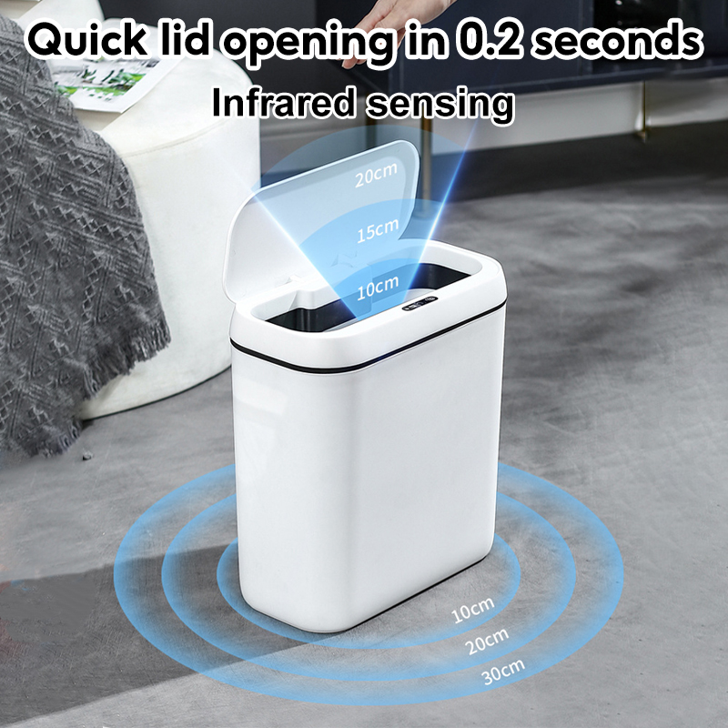 CHIT 15L Smart Trash Can With Cover Automatic Wireless Sensor Garbage ...