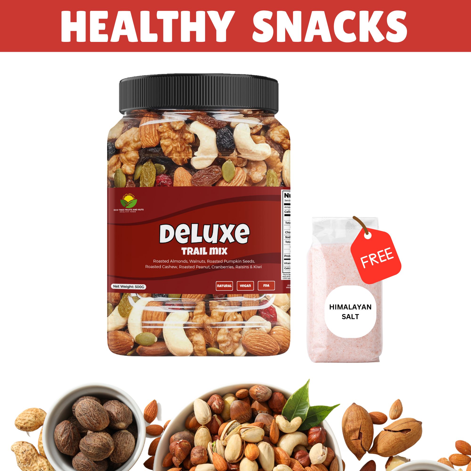 Deluxe Trail Mix | Gourmet Blend of Premium Nuts & Dried Fruits - 500g ...